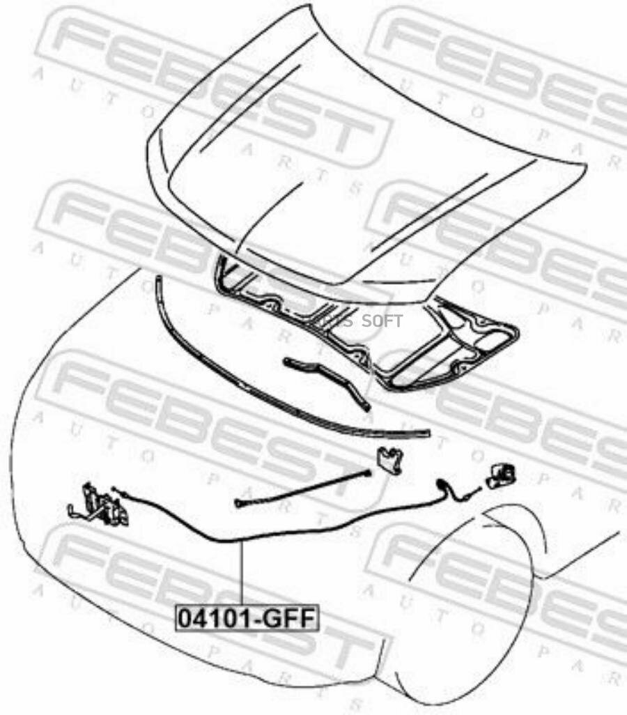 04101GFF FEBEST Трос открывания капота MITSUBISHI OUTLANDER 2012-