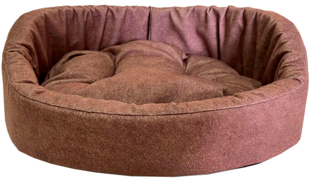 Лежак диванчик для собак и кошек Homepet Микровелюр Leather № 4 мокко 64 см х 50 см х 18 см (1 шт)