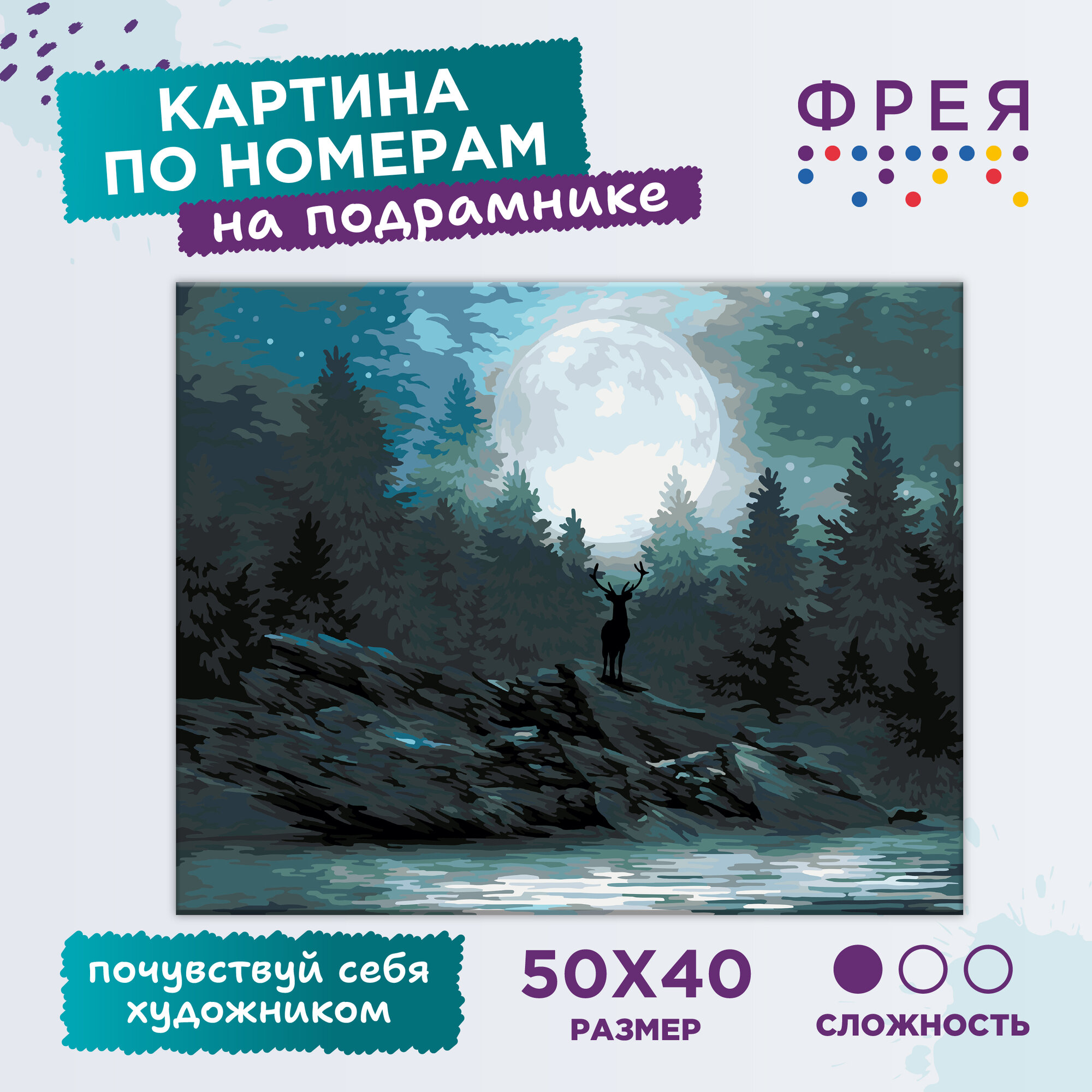 Картина по номерам с холстом на подрамнике "фрея" 50х40 см PNB/PL-092 "Таинственная луна"