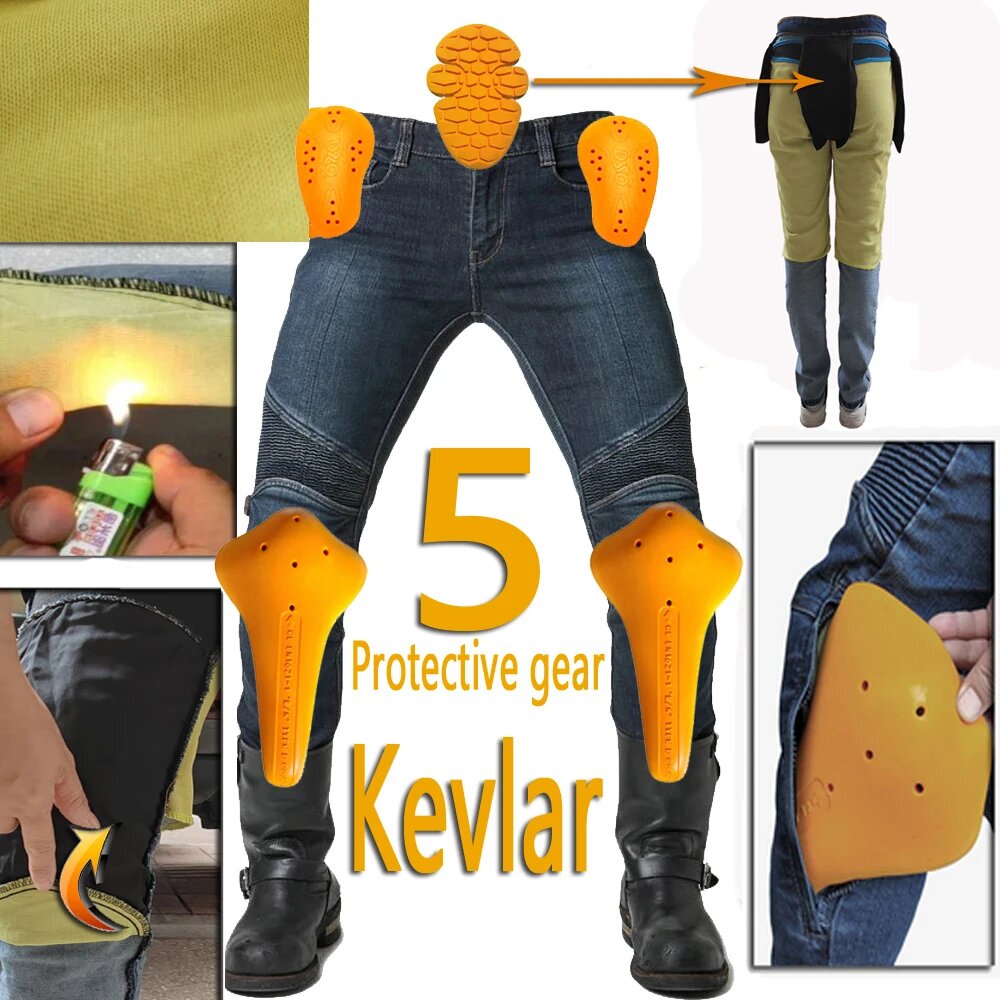 Мотоджинсы кевларовые мужские, XL, синие, с защитой