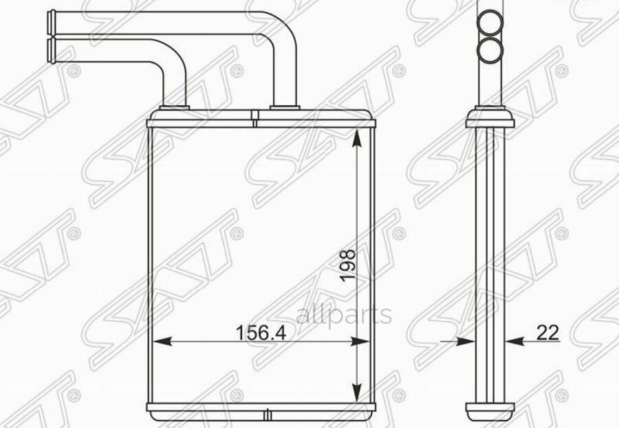 SAT ST-MBW4-395-A0 Радиатор отопителя салона Mitsubishi Lancer 02-10 / Outlander 02-09