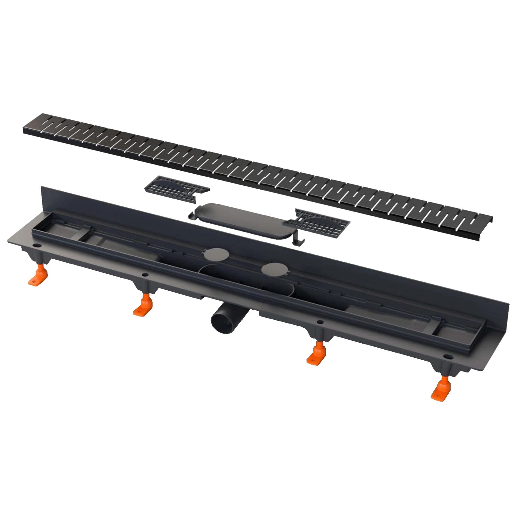 Душевой лоток AZARIO D50 Medium 850 мм, боковой слив пластиковый перфорированная решетка черный ( AZ-CH 850/50 MC