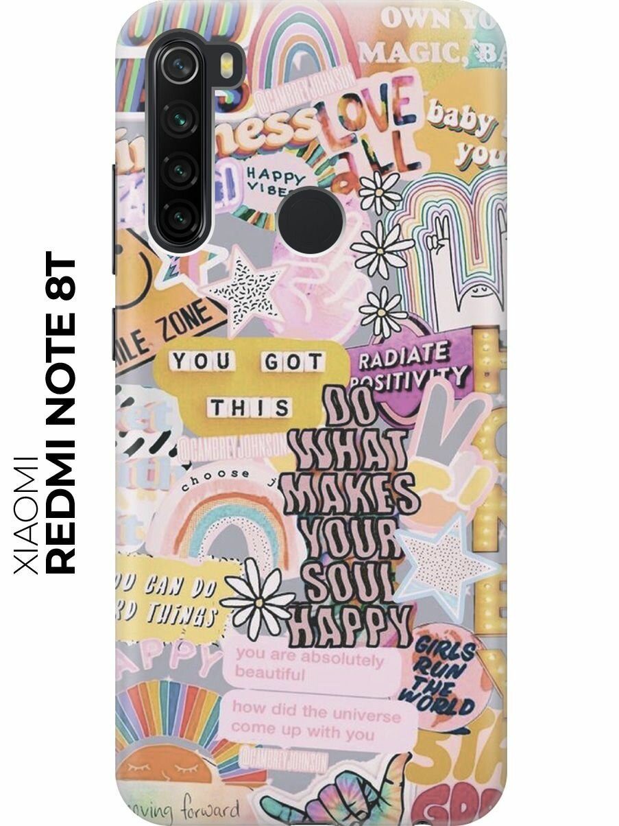 Силиконовый чехол Жизнерадостные стикеры на Xiaomi Redmi Note 8T / Сяоми Редми Ноут 8Т