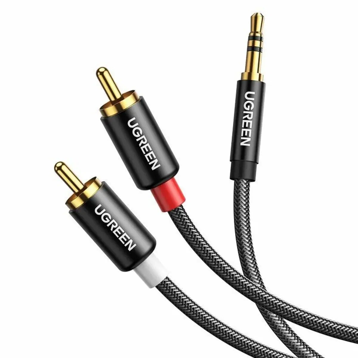 Кабель UGREEN AV116 (10584) 3.5mm Male to 2RCA Male Cable. Длина: 2 м. Цвет: черный