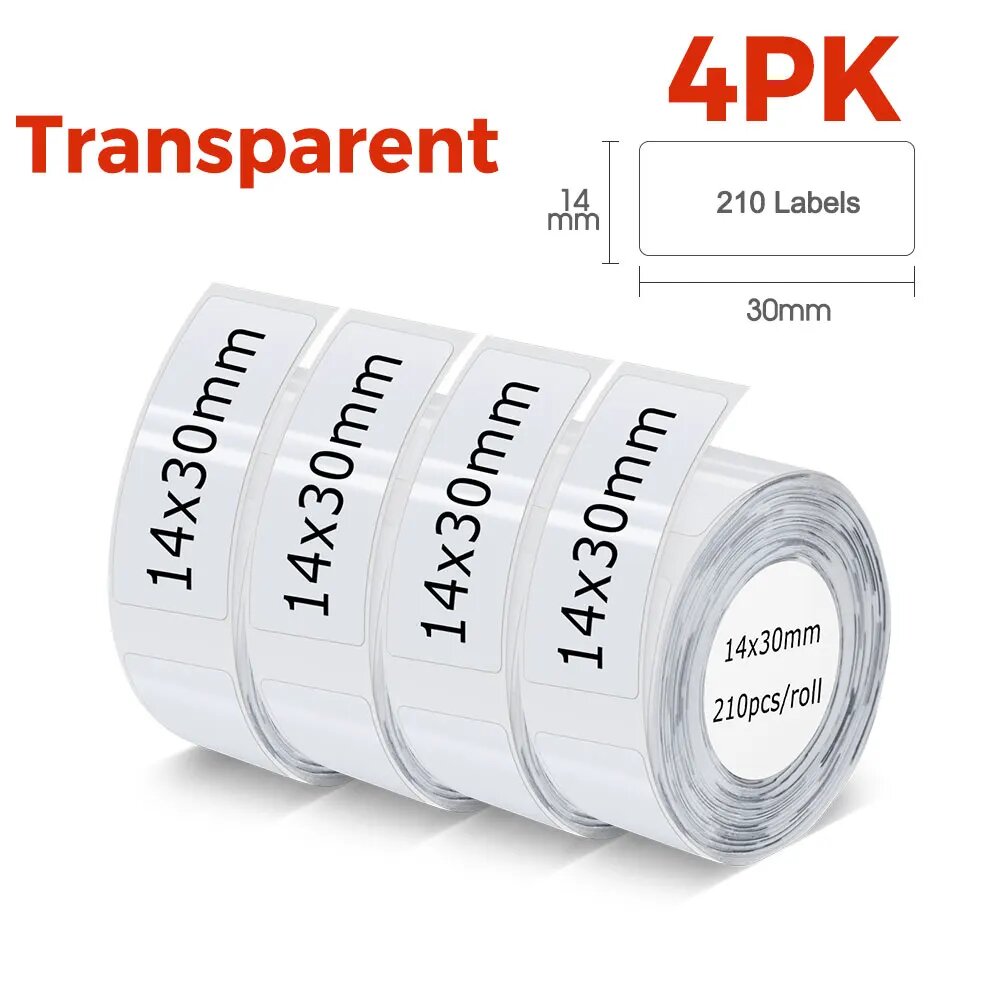 Термонаклейки для принтера Pristar P15, прозрачные, 14х30 мм, 4 шт Clear 14x30-4PK