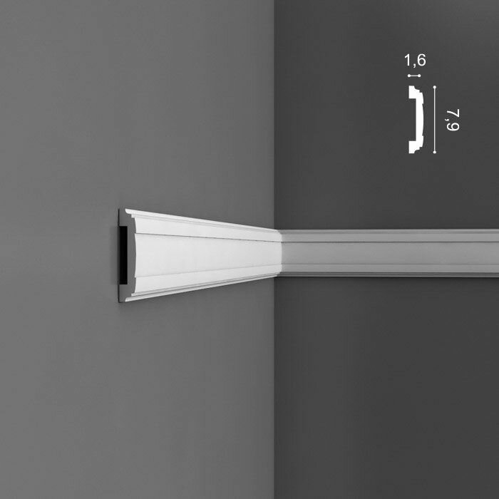 Молдинг Гладкий Orac Decor PX102 Д200хШ1.6хВ7.9 см Лепнина из Дюрополимера / Орак Декор.
