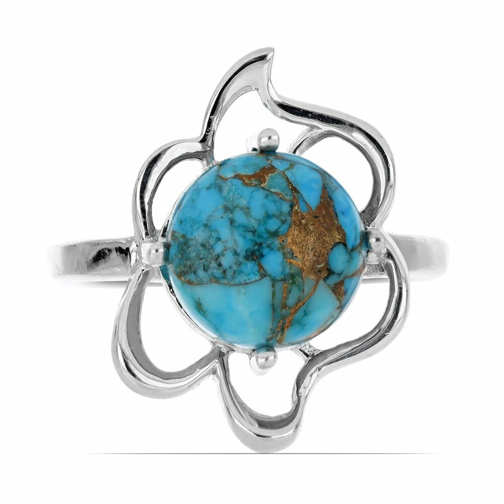 Кольцо, серебро, 925 проба, родирование, бирюза