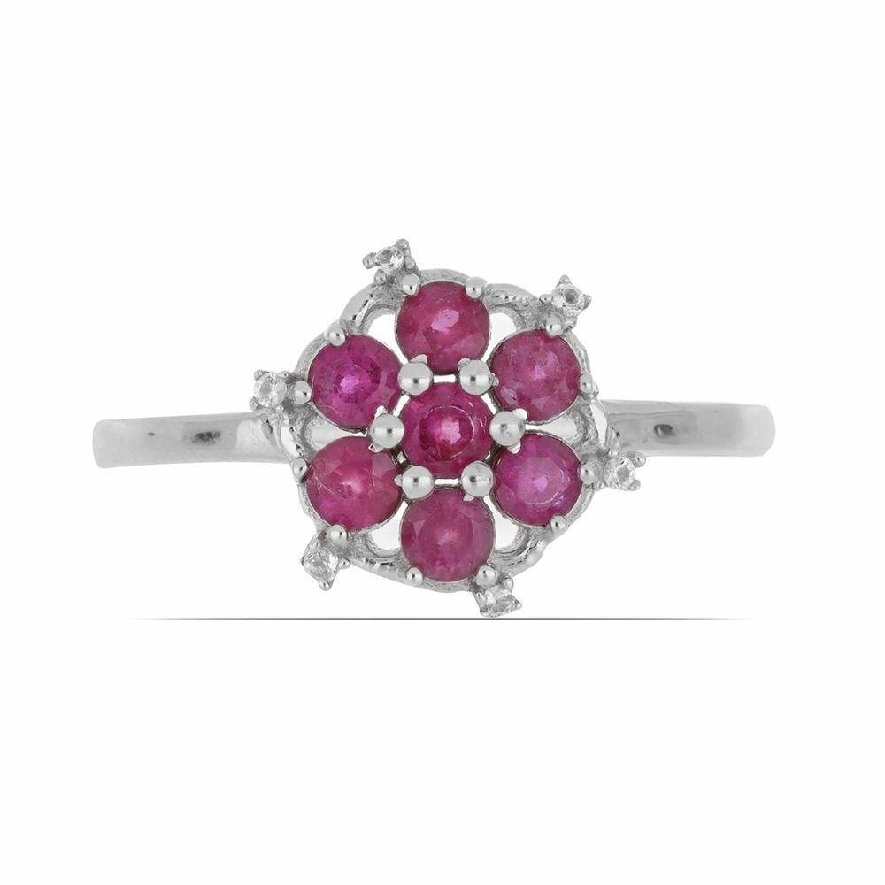 Кольцо, серебро, 925 проба, родирование, рубин, топаз