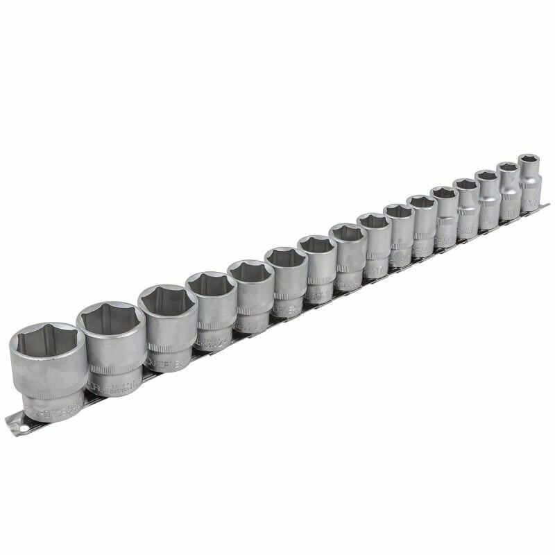 Набор головок 16пр. 1/2' 6гр.(10-19,21,22,24,27,30,32мм), на планке ROCKFORCE