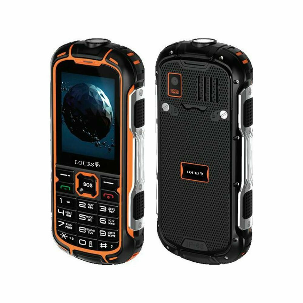 LOUES DD Мобильный телефон противоударный кнопочный мобильный телефон 4g с интернетом Две SIM-карты + обратная зарядка, оранжевый, темно-серый