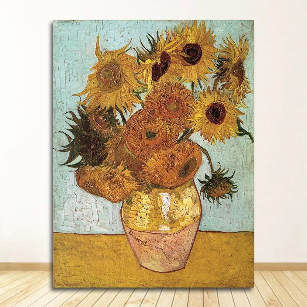 Печать плаката картина настенное украшение дома фрески Ван Гог картина маслом работает подсолнух абрикос абстрактная A4 A3 A2 холст искусство