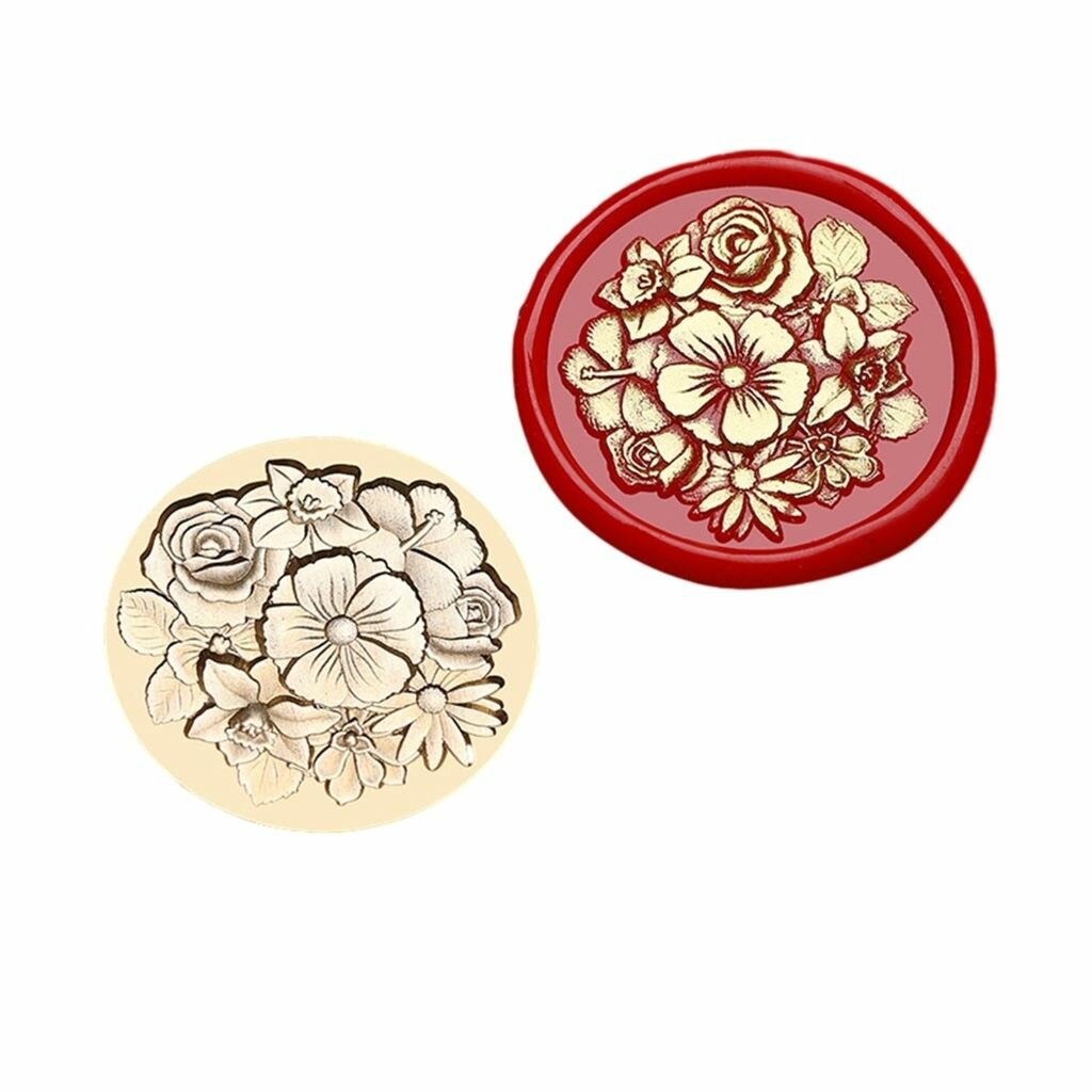 Штамп декоративный, Серия печатей для воска ко Дню святого Валентина - Пышные цветы