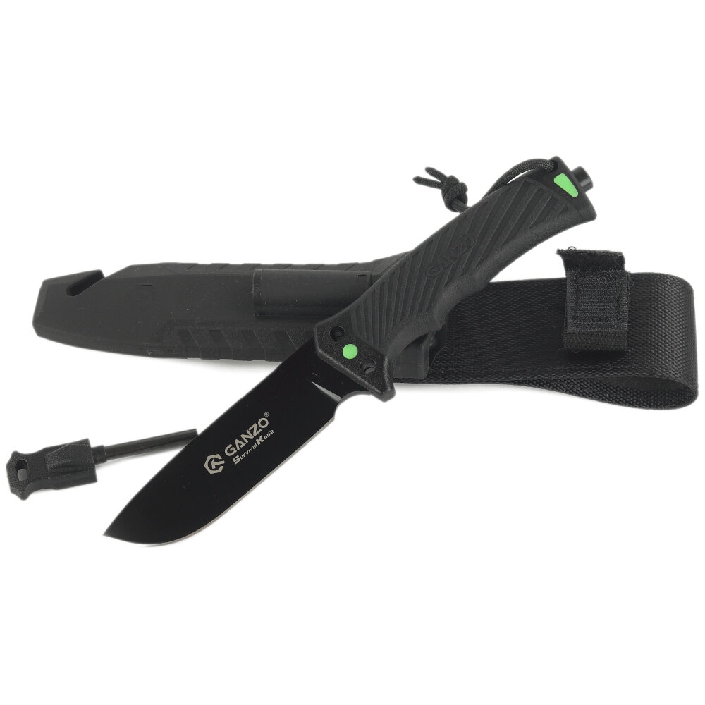 Нож туристический Ganzo G8012V2-BK с паракордом