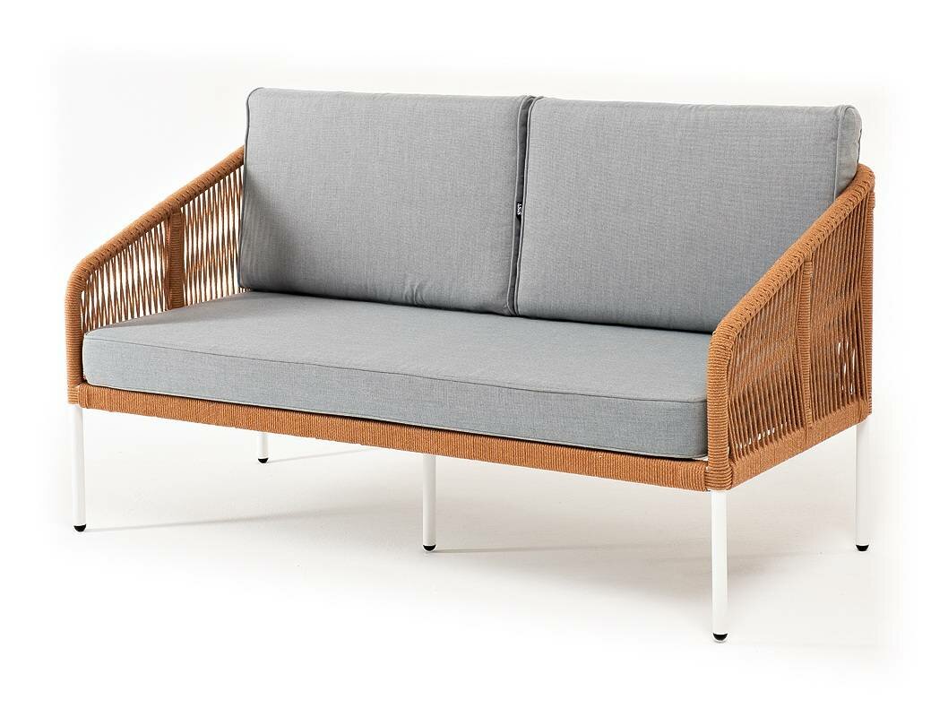 Диван 2-местный плетеный из роупа 4sis Канны Оранжевый меланж