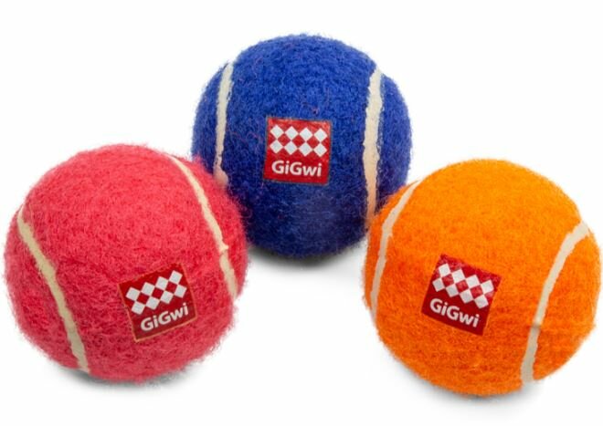 GIGWI Игрушка для собак Три мяча с пищалкой маленькие 4,8см, серия CATCH & FETCH (75011)