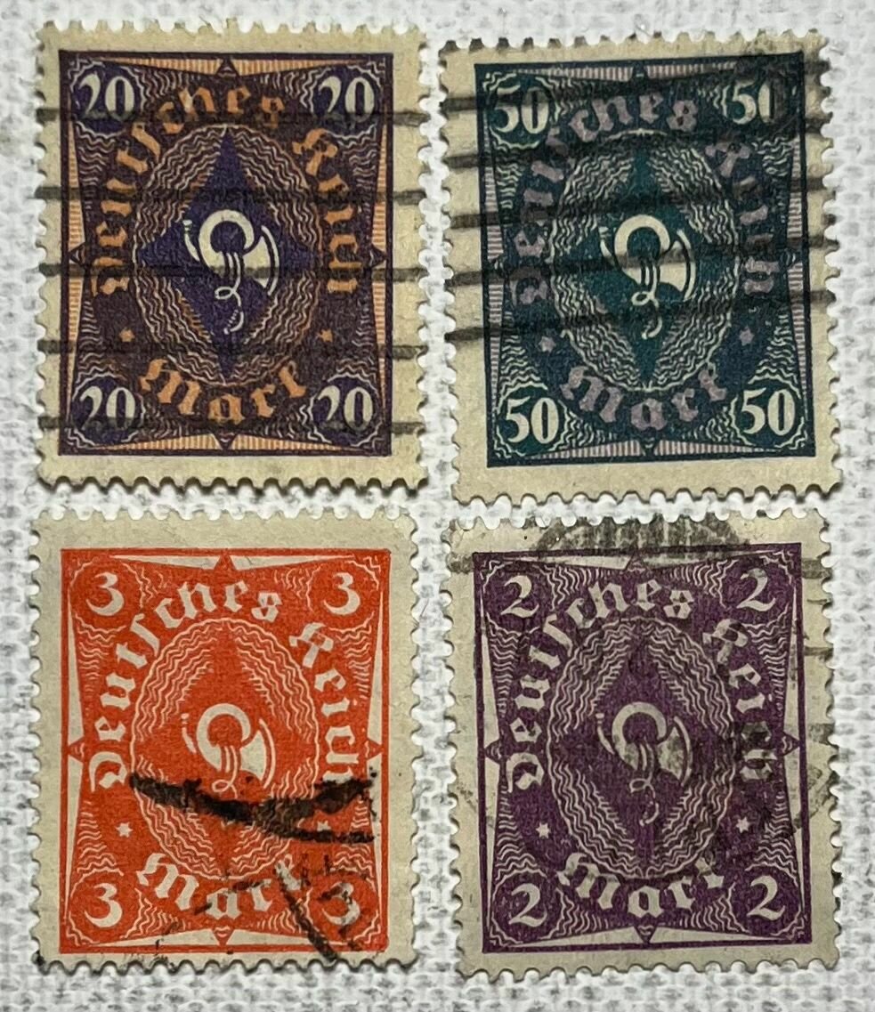 3 Рейх комплект из 4 марок Горн 1922 года