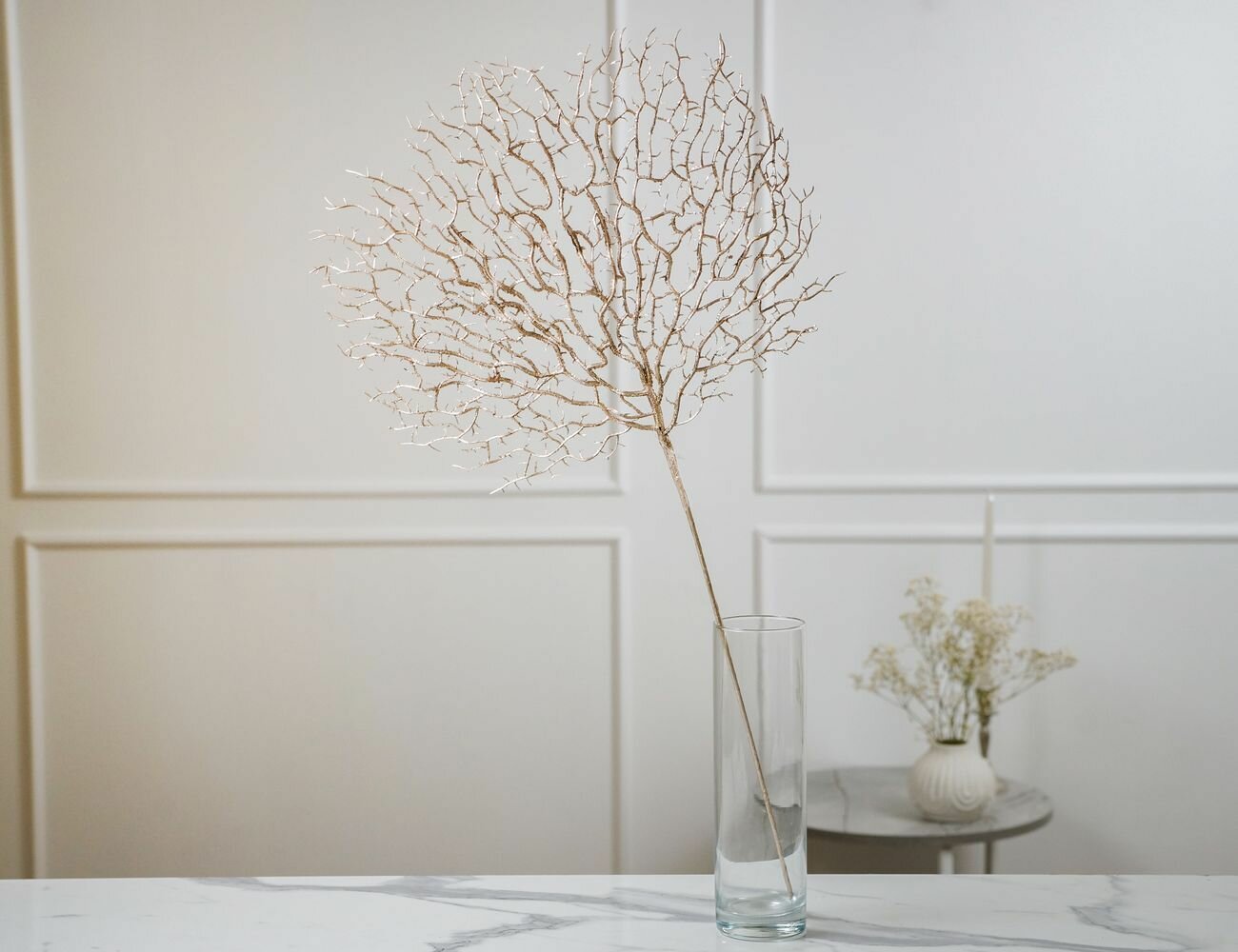 Декоративная ветка веерный коралл, платиновая, 77 см, EDG 2300198A030