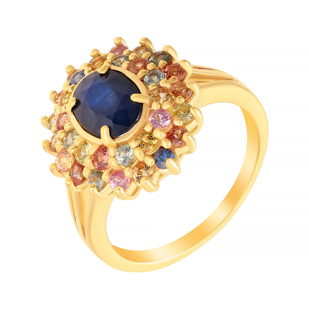 Перстень, серебро, 925 проба, родирование, сапфир