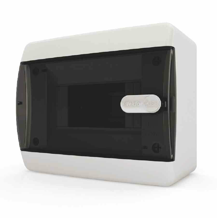 Щит электрический навесной пластиковый 6 модулей прозрачная черная дверца IP41 Tekfor CNK 40-06-1