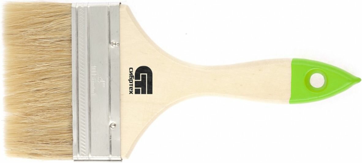 Кисть плоская 100 мм, натуральная щетина, деревянная ручка Сибртех