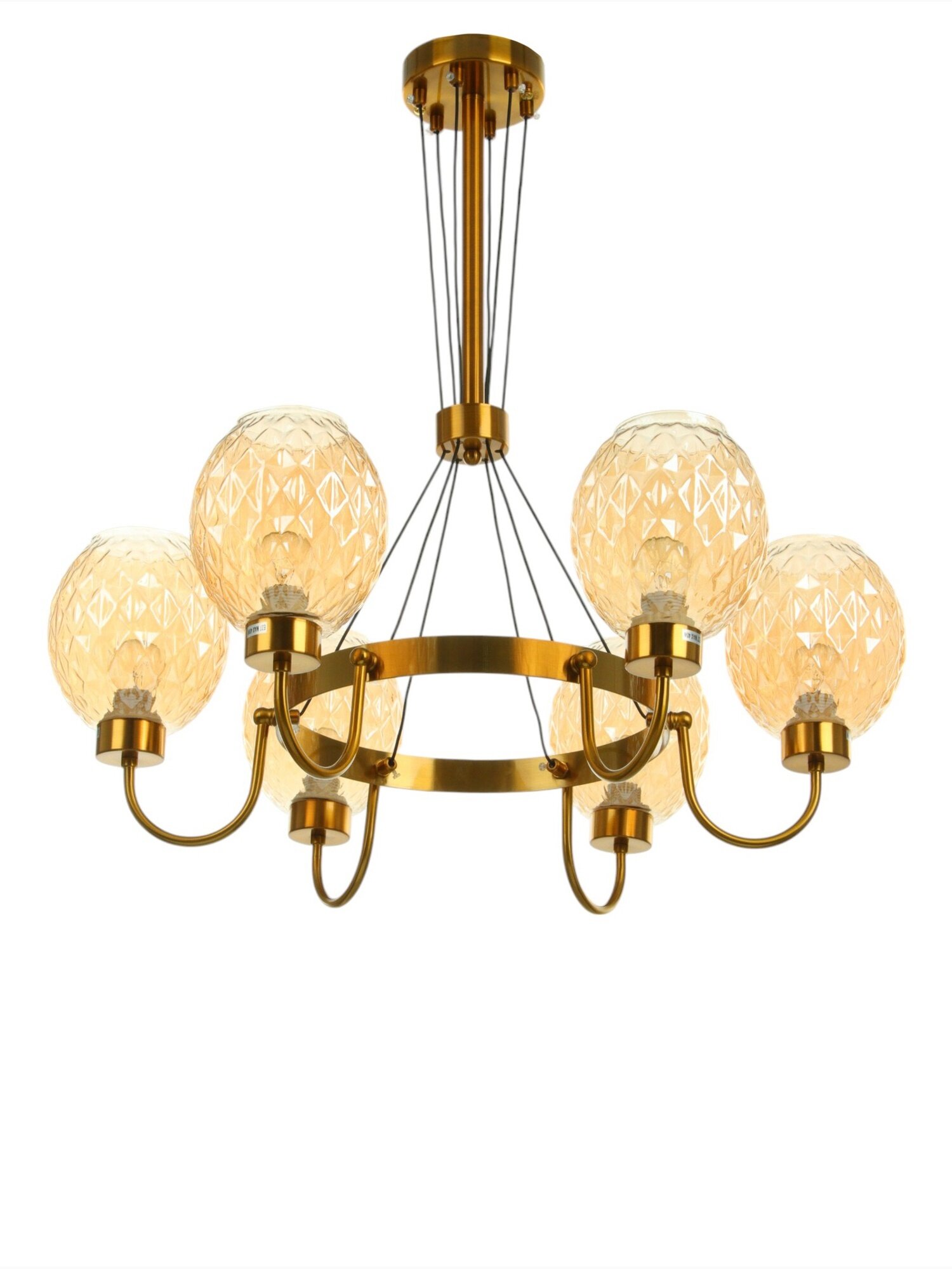 Люстра BayerLux «Десфорд», 6 ламп, 40 Вт, E27, IP20, стекло, металл, цвет золото