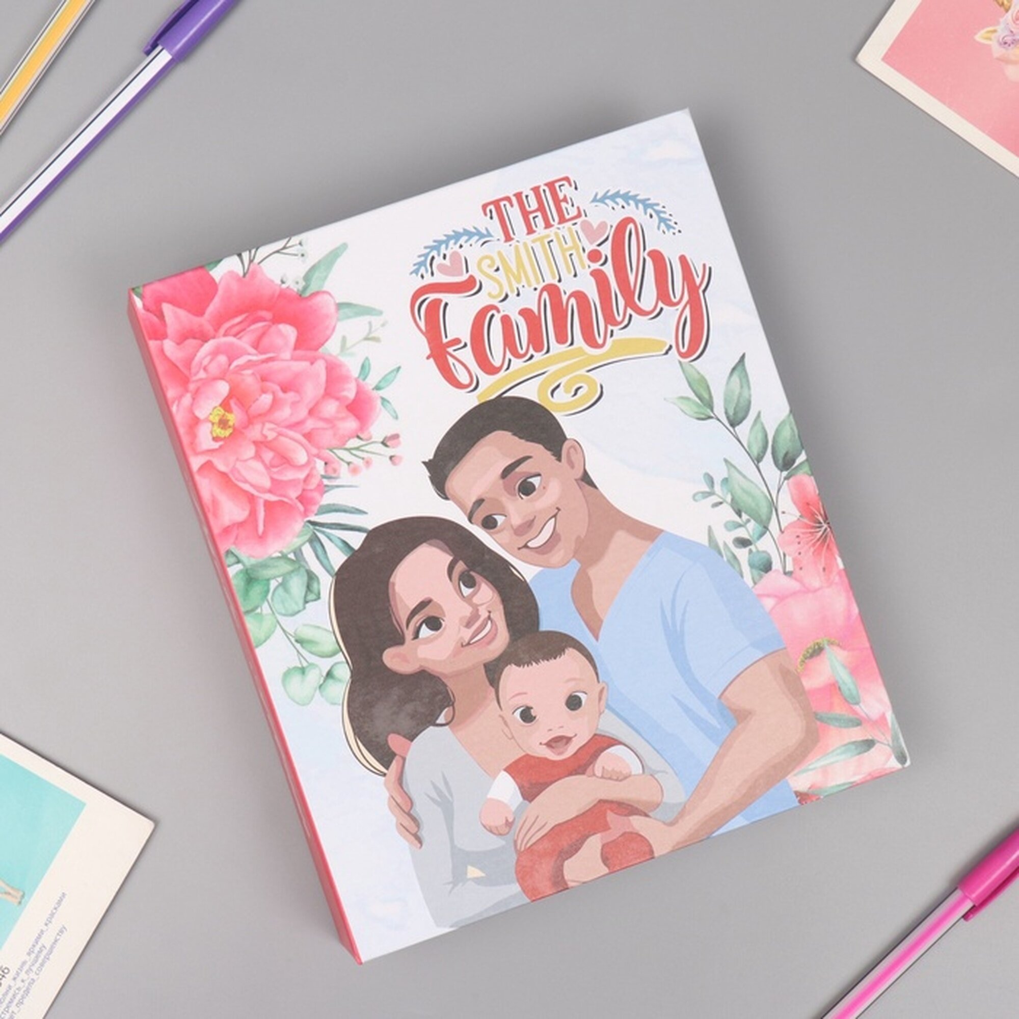 Фотоальбом на 80 фото 10х15 см "Семейные истории" в коробке серебристая обводка 5х19х23 см 1074941