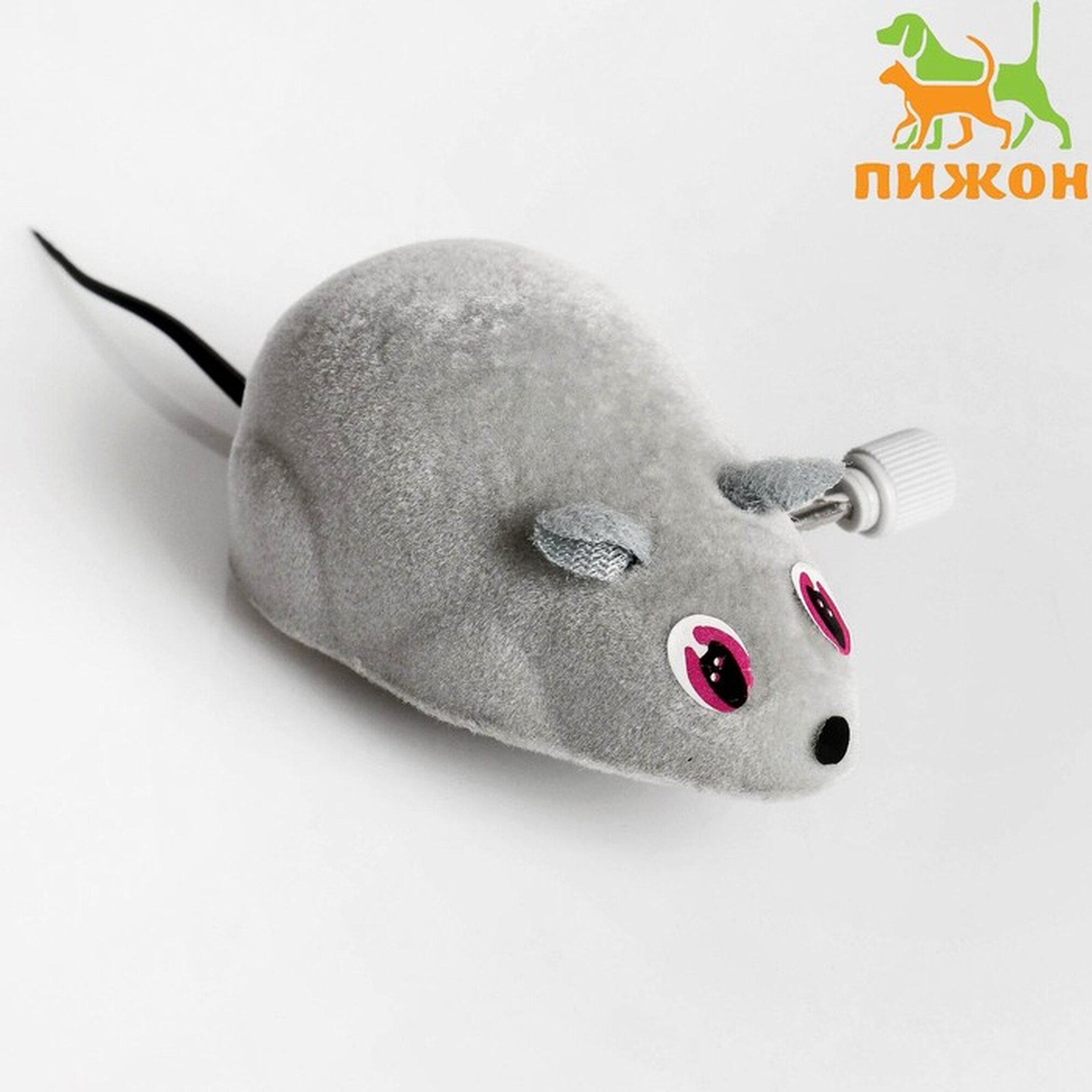 Интерактивная игрушка Пижон "Мышь", для кошек, заводная, серая, 7см