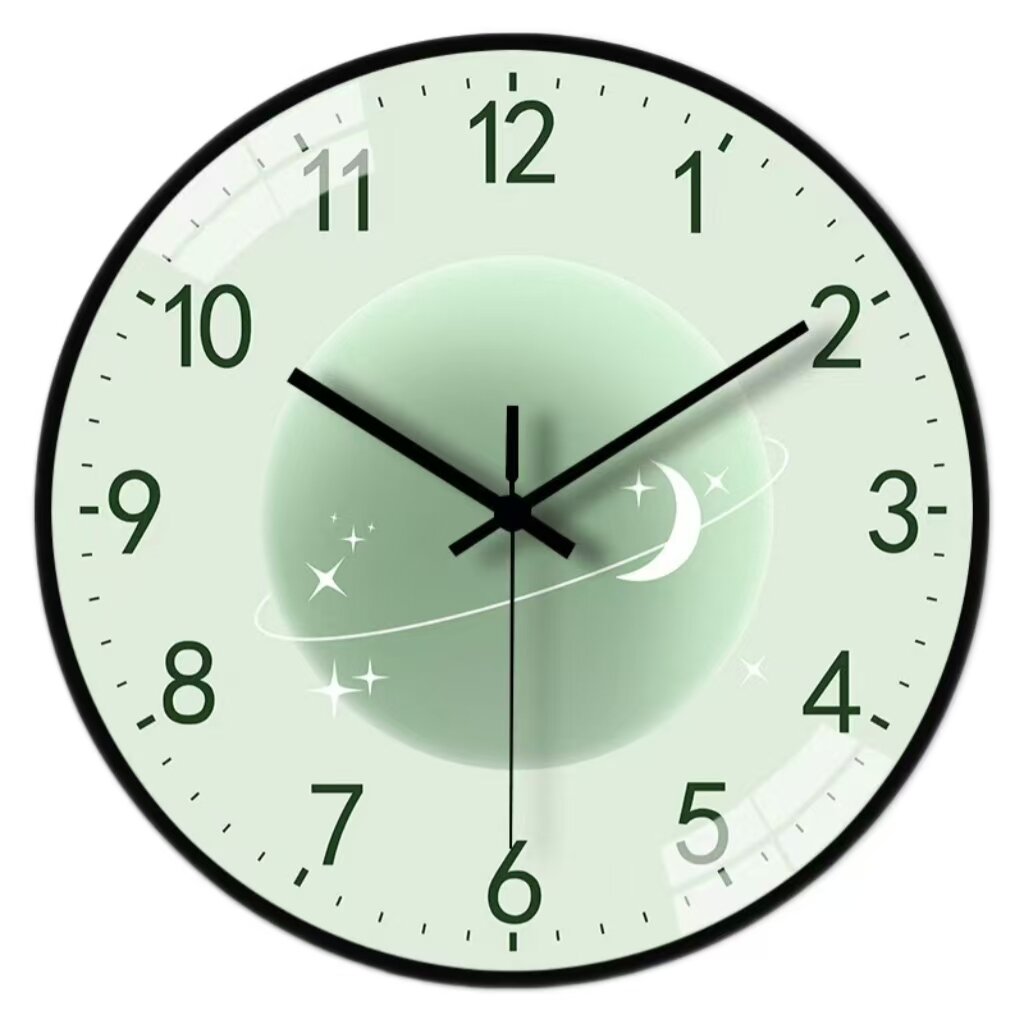Настенные часы Creative Planet Design 10 дюймов | Бесшумные и не тикающие | Художественный декор для гостиной, спальни или офиса | Стильная зелёная цветовая гамма
