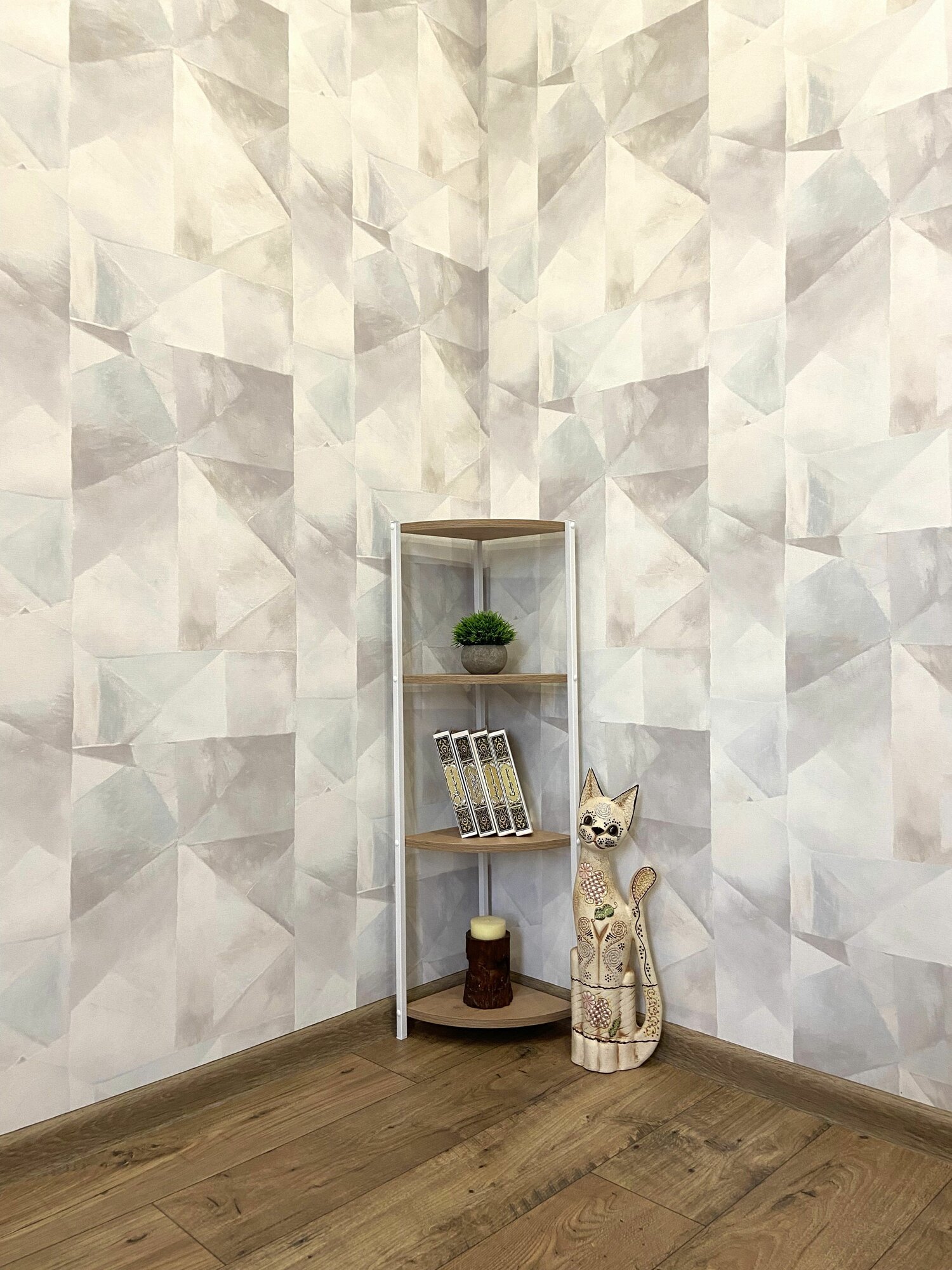 Этажерка угловая VIVA, ЛДСП/металл, 24 см х 24 см,100, 3 полки, белый