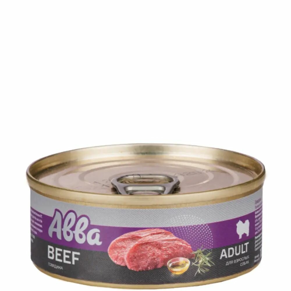 Авва Adult Влажный корм (консервы) для взрослых собак мелких пород, с говядиной, 100 гр.