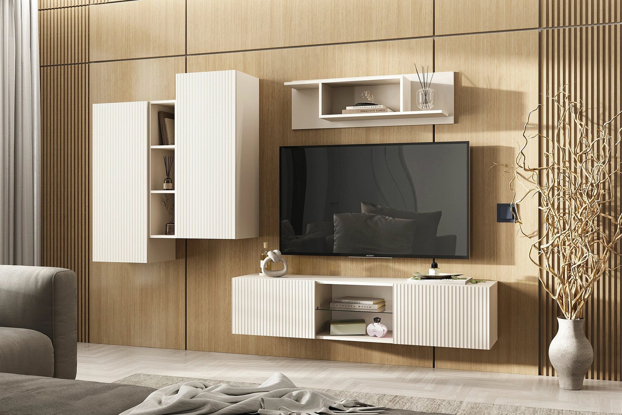 Тумба под телевизор Оскар подвесная (Кашемир, Кашемир)