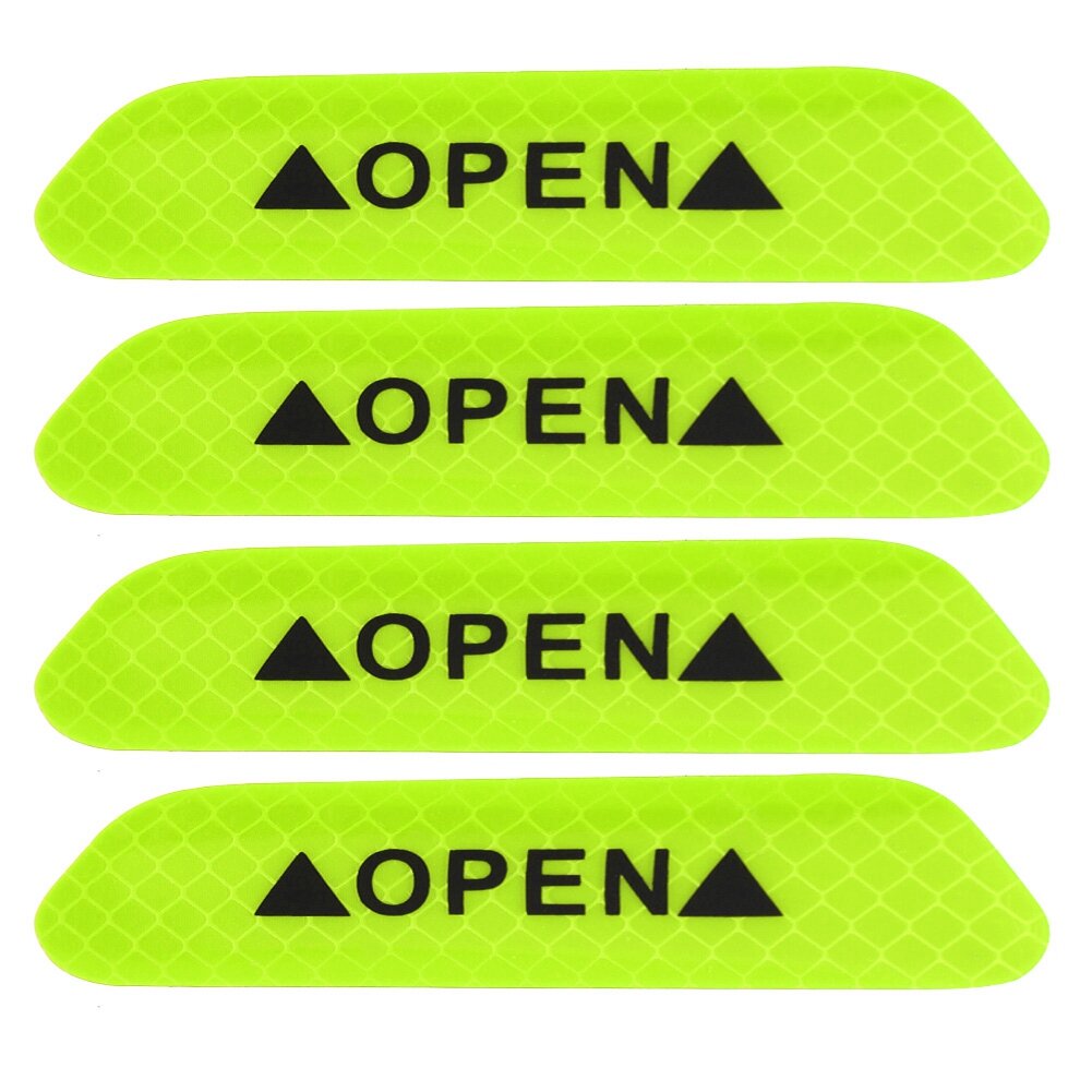 4Pcs Self adhesive Car Door Reflective Warning Decal Safety Strip Stickers Sign(Green)