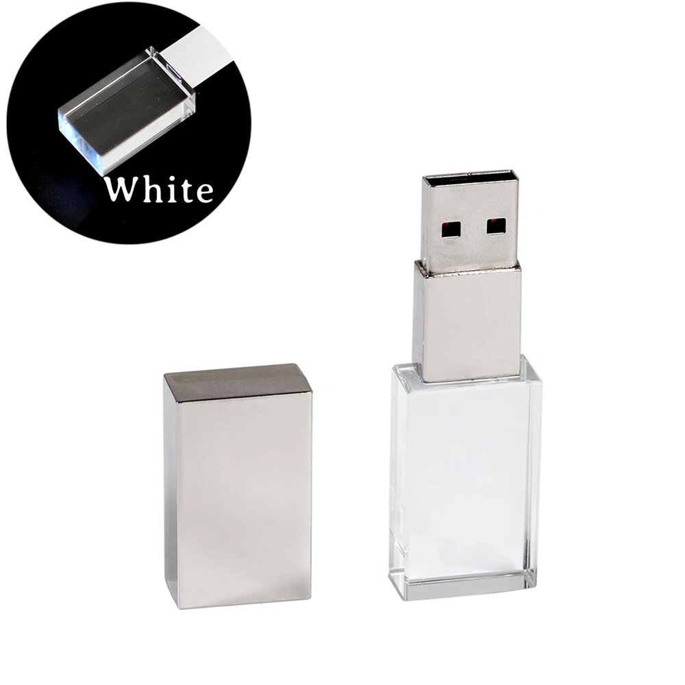 USB-флеш-накопитель JASTER 2.0 Со Светодиодной Подсветкой И Прозрачным Стеклянным Корпусом, Доступен В Вариантах 4 ГБ, 16 ГБ