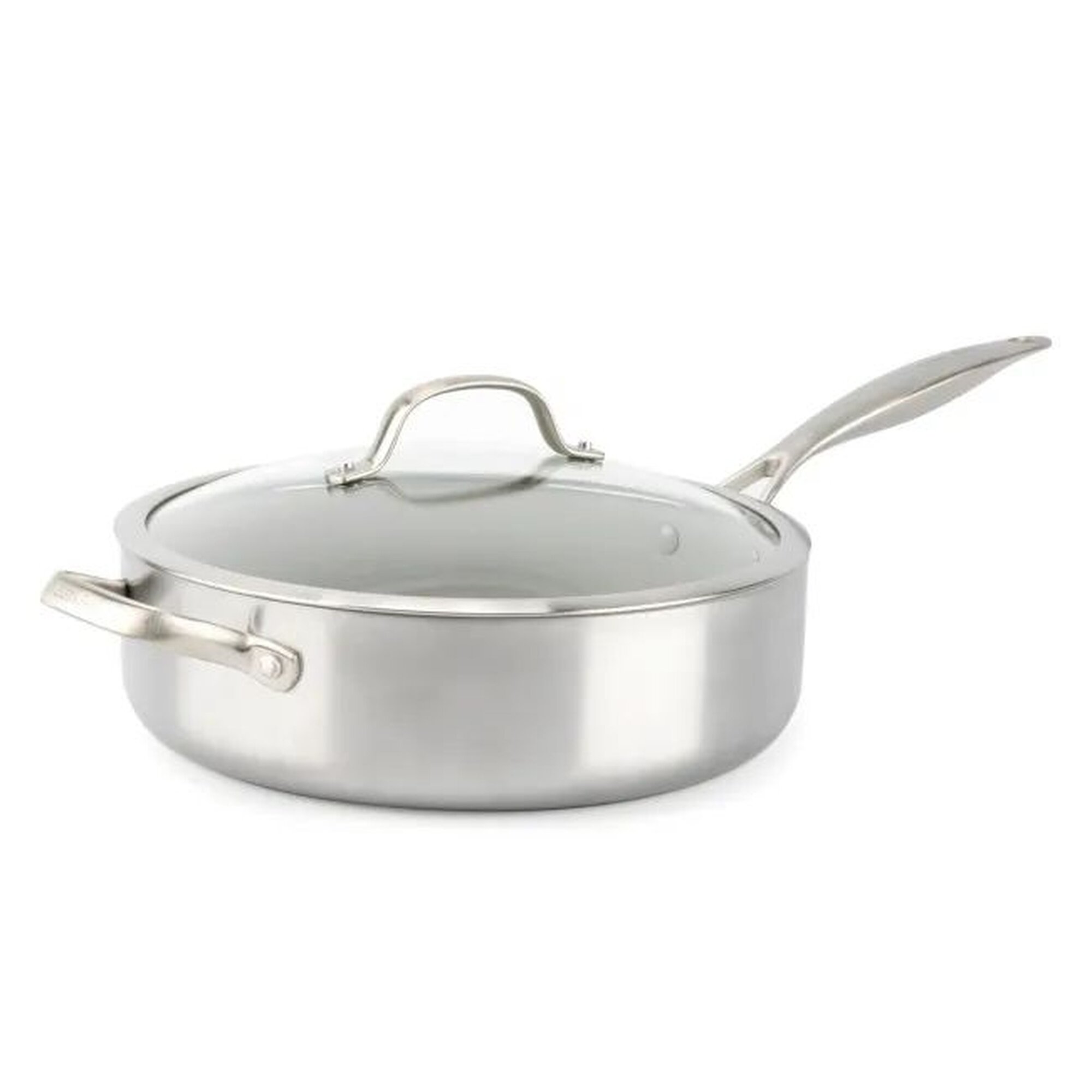 Сковорода с крышкой GreenPan Venice Pro из нержавеющей стали, диаметр 28 см 4,8 л, цвет матовое серебро, CW-CC002257-001
