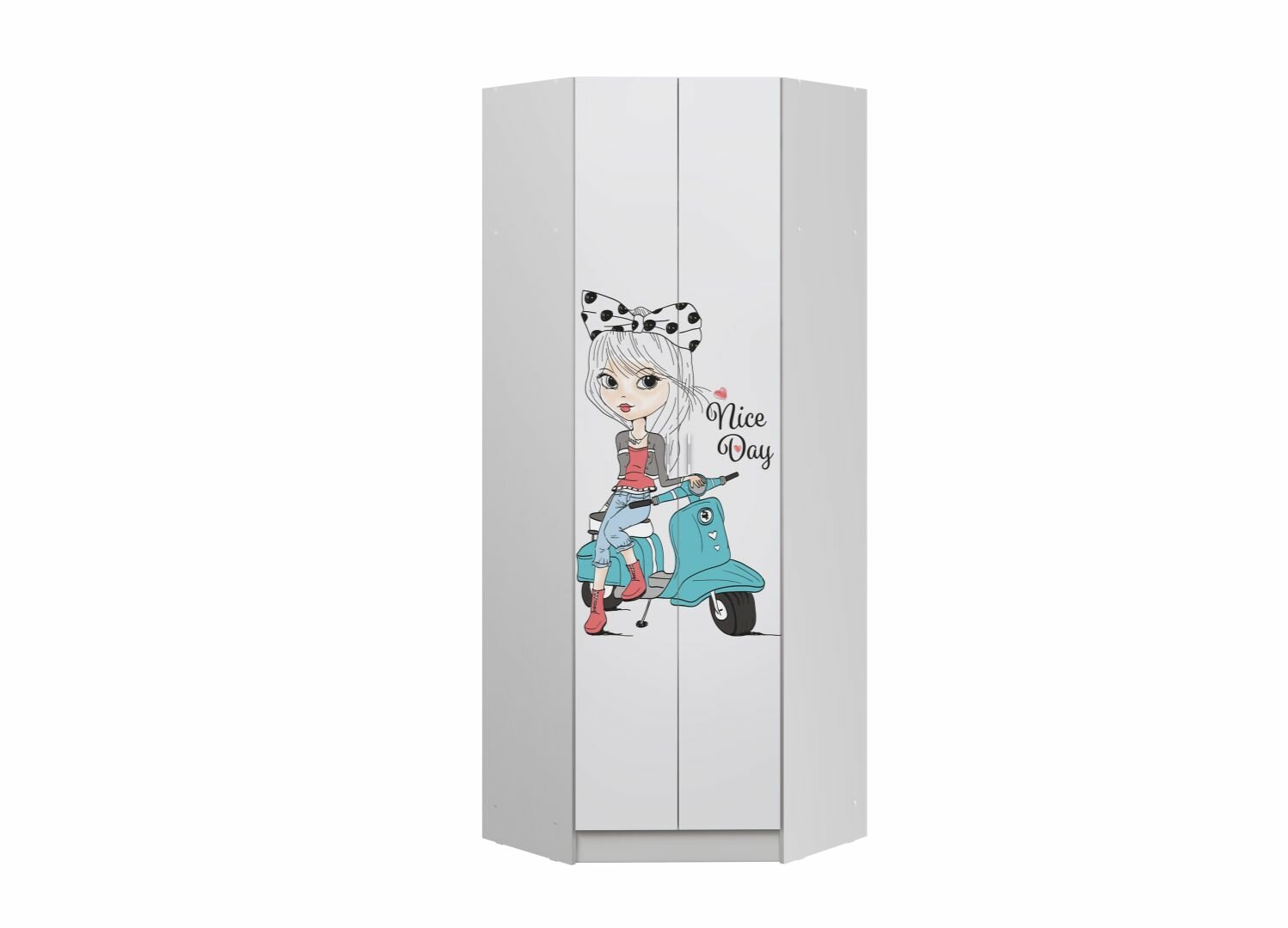 Шкаф угловой Вега ЛДСП FASHION 1 (Белый) 2200х800х402