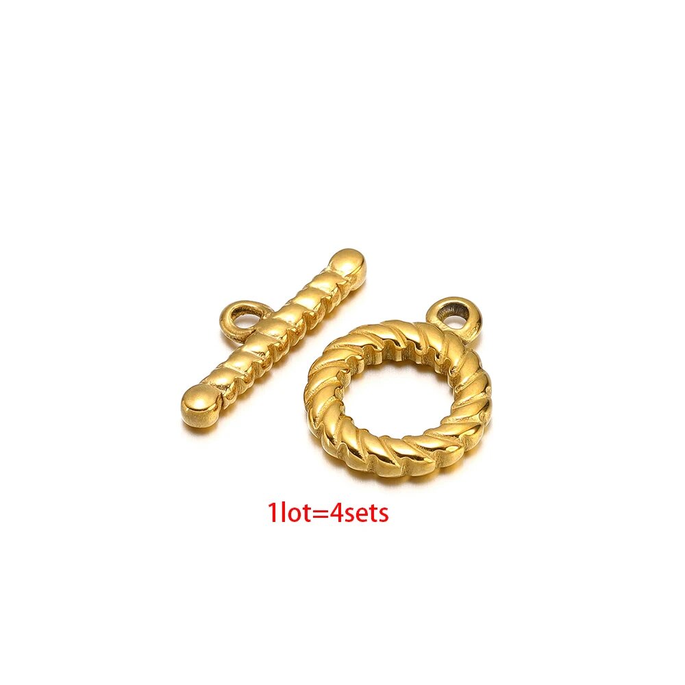 Застежки-тогглы Luksteel из нержавеющей стали для ювелирных изделий Gold color Twists