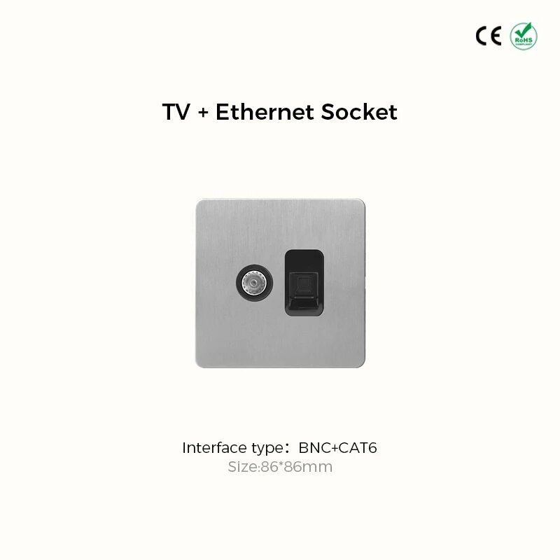 Avoir матовый серебристый панель переключателей TV Ethernet Socket