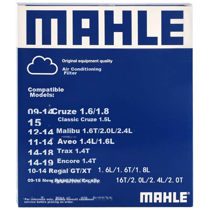 MAHLE PM2.5 Activated Carbon Air Conditioning Filter LAK748 (For Buick Excelle, New Buick LaCrosse, Buick Regal, Chevrolet Cruze, Chevrolet Malibu before 2015)