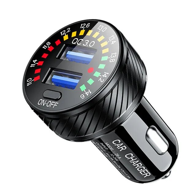 QC 3,0 Автомобильное зарядное устройство с двойным USB 12 В 24 в водонепроницаемый 18 Вт Быстрая зарядка Marquee светильник светодиодный вольтметр вкл. Переключатель автомобильное зарядное устройство адаптер Black