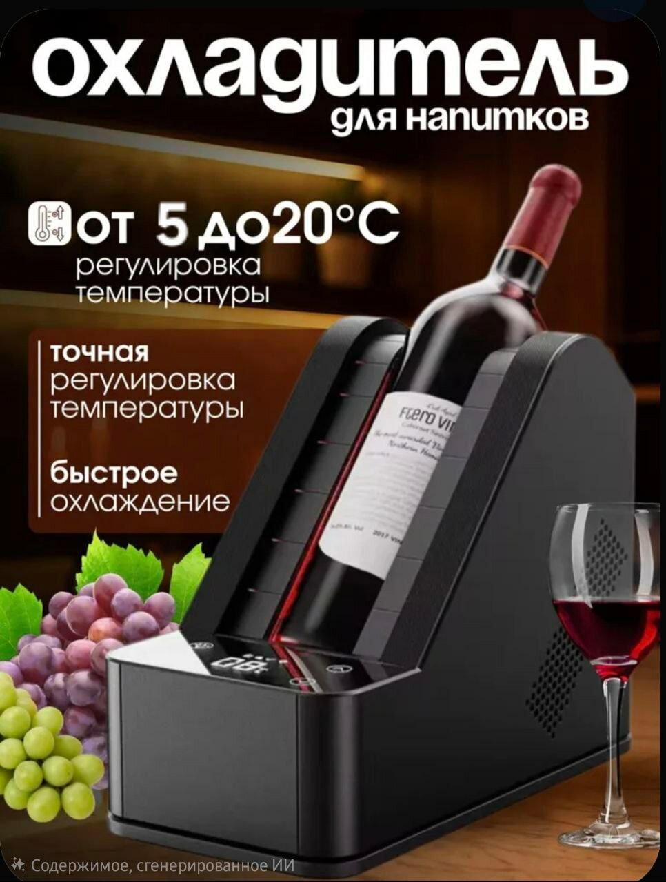 Охладитель для бутылок электронный