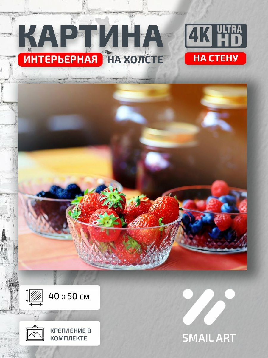 Картина на холсте интерьерная 40 на 50 на стену Варенье Food для гостиной кулинария декор