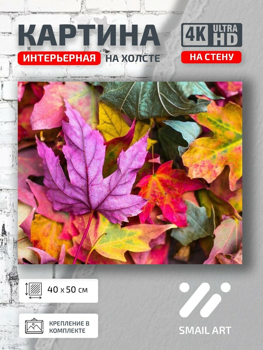 Картина на холсте интерьерная 40 на 50 на стену Фиолетовый лист для кабинета пейзаж