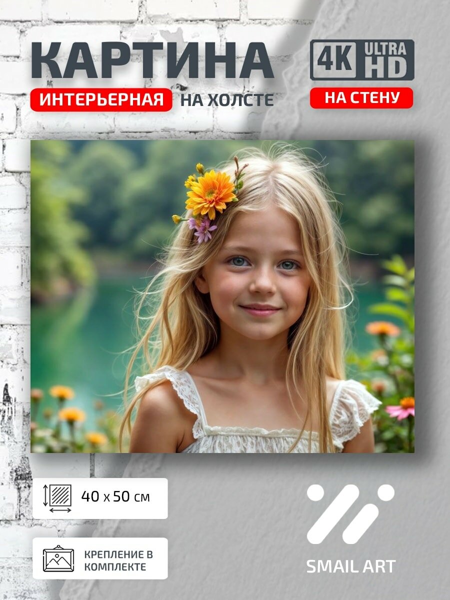 Картина на холсте интерьерная 40 на 50 на стену милая девушка для студии атмосфера