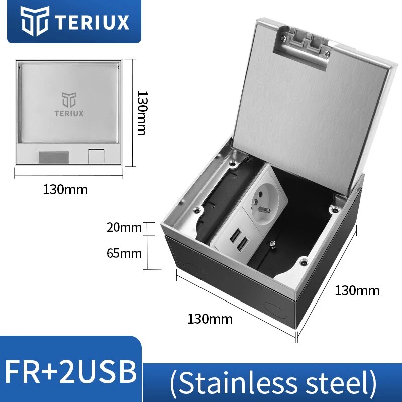 TERIUX Встроенная розетка для пола евростандарт FR 2USB, Golden