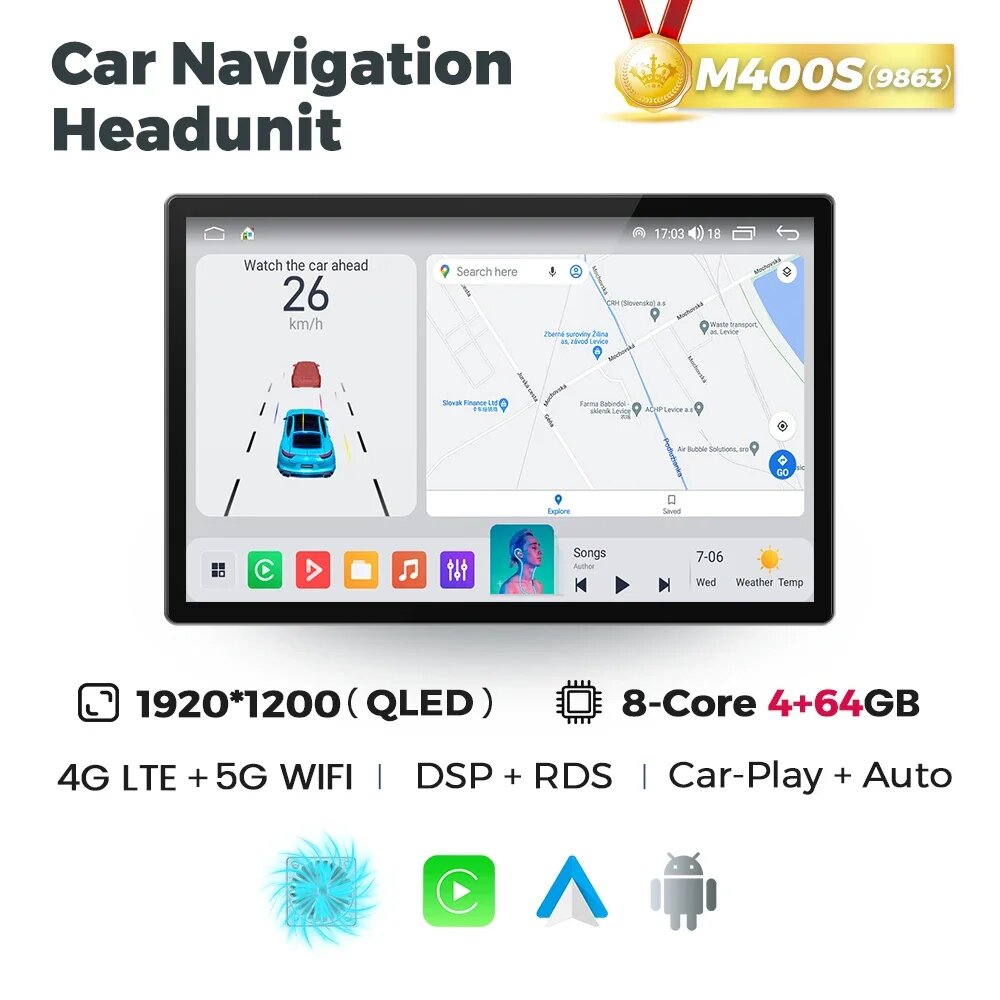 MEKEDE автомагнитола 13" 1920*1200 Android 13, 8+256 ГБ, Carplay, UN1