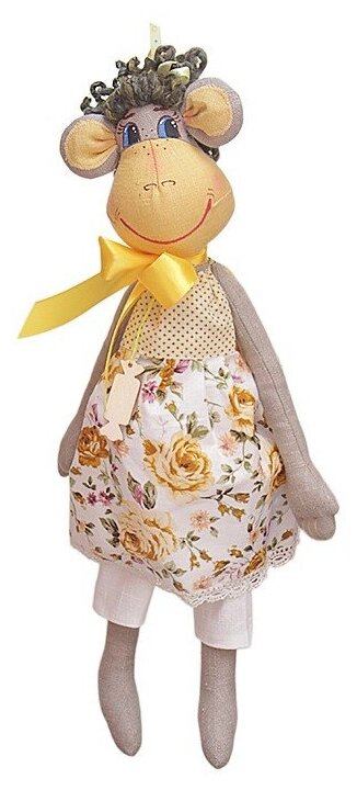 Текстильная кукла игрушка авторская Обезьянка Солнышко 42 см