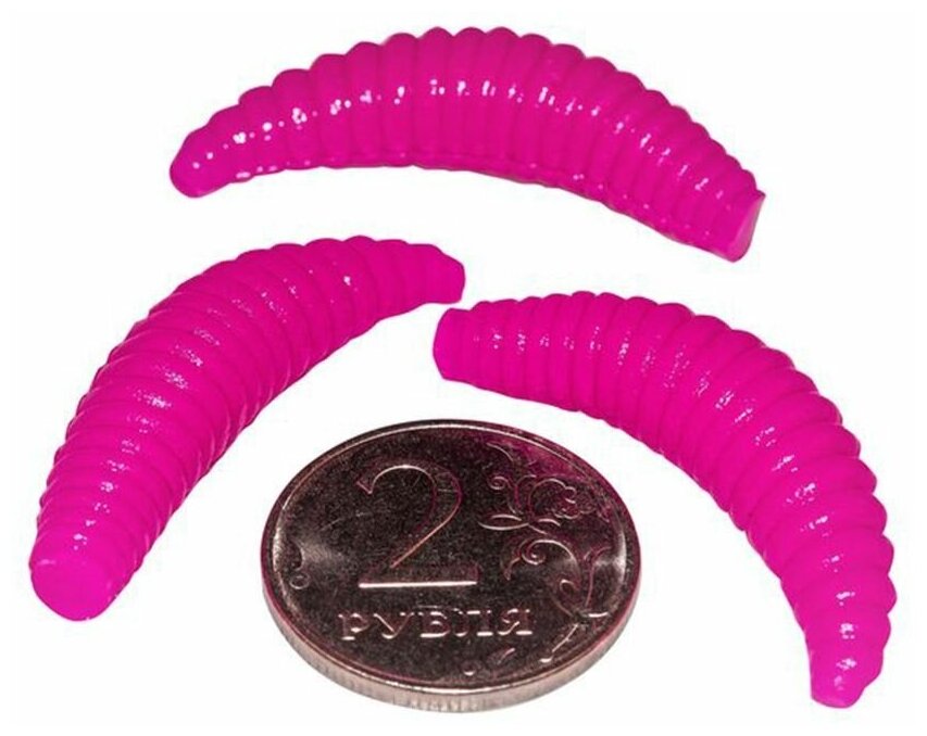 Мягкая форелевая силиконовая приманка для рыбалки TROUT EXPERT серия MAGGOT - личинка (#M3816, 38 мм, 10 шт в банке, сыр) Фиолетовый