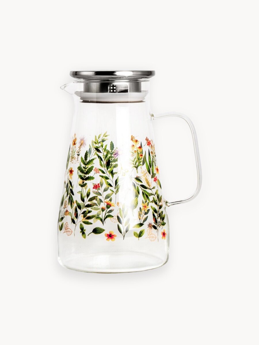 Кувшин DOMENIK "MEADOW" 1400 мл, стеклянный, металлическая крышка