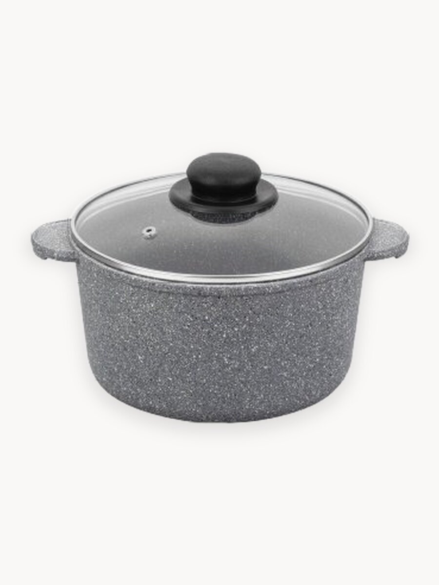 Кастрюля с крышкой Elan Gallery гармония вкуса Серый мрамор, 20 см, 3 л