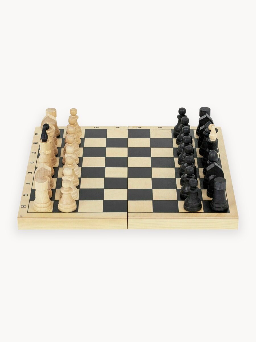 Шахматы классические обиходные Золотая сказка деревянные, лакированные, доска 29х29 см (664669)